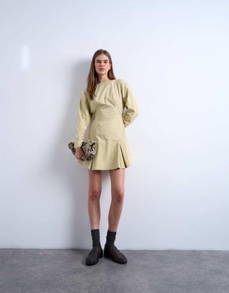 Topshop Robe courte structur&eacute;e et virevoltante - Beurre-Jaune