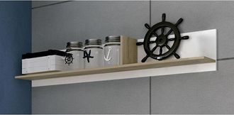 PEGANE Pegane - Etagère murale coloris Chêne cambrian/blanc - Longueur 120 x profondeur 23,3 x hauteur 27,9 cm