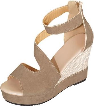 Generic Sandales dété pour femme, taille 38, robe compensée, chaussures de marche antidérapantes, tendance, respirantes, confortables, chaussures décontractée