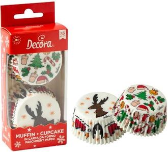 Decora 0339905, Packung mit 36 Förmchen, Motiv: Rentier, sehr praktisch zum Backen, Präsentieren und Verschenken von Muffins, hitzebeständig bis 220 °, in pr