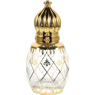 Lurrose Nachf&uuml;llbare Parf&uuml;mflasche Glasrollflasche mit Middle Eastern Design Goldfarbener Deckel Edle Aroma Haushaltsflasche Vintage Stil Deckelstil Zuf&auml;llig