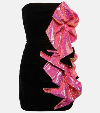 Alexandre Vauthier Robe bustier en velours à ornements