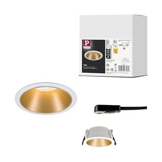 Paulmann 93396 Einbauleuchte Cole starr rund dimmbar Einbaustrahler Wei&szlig; matt, Gold Spot Aluminium, Kunststoff Einbaulampe GU10