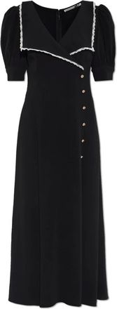 Alessandra Rich Femme, Robes, Noir, Taille: 34 FR Robe Mi-longue Cady avec Bordure en Dentelle