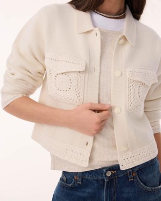 Kujten Veste &agrave; patchs crochet, 4 fils - Veste Xenia