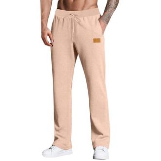 Generic Pantalon de surv&ecirc;tement ample pour homme avec bas ouvert, coupe droite, jambes larges, taille &eacute;lastique, cordon de serrage, pantalon de sport avec poc