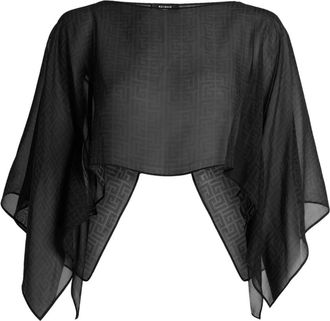 Balmain Femme, Blouses et Chemises, Noir, Taille: 38/40 FR Top de Plage Monogramme en Mousseline