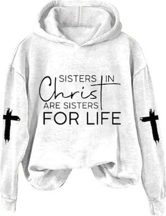 Generic Sweat &agrave; capuche &agrave; col rond pour femme - D&eacute;contract&eacute; - Lettre imprim&eacute;e - Manches longues - Veste &agrave; capuche - Manteau long - Loisirs - Sport - Manches l