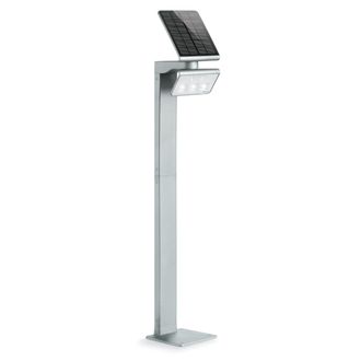 Steinel LED Solarleuchte XSolar GL-S silber, h&ouml;henverstellbar, 150 lm, 140&deg; Bewegungsmelder, 5 m Reichweite, Grundlicht