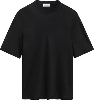 Ami Kurzarm-T-Shirt mit Satin-Rippb&uuml;ndchen - - Tops - Damen - Schwarzk - XS