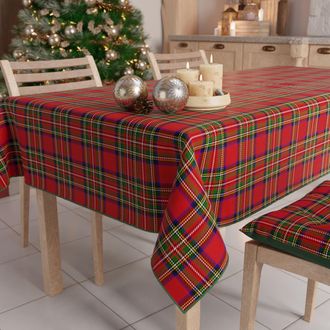 Petti Artigiani Italiani Petti - Weihnachtstischdecke Tischdecke 140 x 240 cm, rechteckig, schmutzabweisend & fleckenabweisend, Pflegeleichte Mikrofaser mit Motiv Tartan, idea