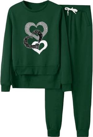 Generic 2026 - Costume d&eacute;contract&eacute; pour femme - Col rond - Manches longues et pantalon - Pour lautomne et lhiver, Vert, XXL