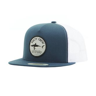 Salty Crew Shark Logo Retro Trucker Hat - Uni Verstellbare Baseballm&uuml;tze f&uuml;r Erwachsene - Premium Baumwolle, Marineblau/Wei&szlig;, Einheitsgr&ouml;&szlig;e