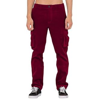 Generic ARtray Pantalon droit en velours c&ocirc;tel&eacute; de couleur unie pour homme - Pantalon cargo extensible avec plusieurs poches - Salopette ample d&eacute;contract&eacute;e po