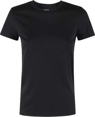 Vince Femme, Tops, Noir, Taille: 40 FR T-shirt essentiel &agrave; col rond en coton Pima