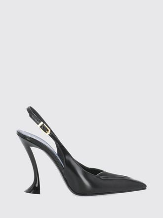 Lanvin Escarpins slingback en cuir de veau et soie avec talon haut incurv&eacute;