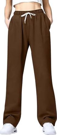 Generic Pantalon Jogging Femme Large Pantalon Sport Baggy Taille Haute Pantalons Droit Fluide Femme Chic et Elegant D&eacute;contract&eacute; Pantalons de Surv&ecirc;tement Taill