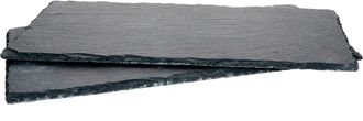 MamboCat 2er-Set Schieferplatte 17x34cm I Rustikaler Stein-Teller aus Schiefer - mit naturbelassener Bruchkante I ideal als Sushi-Platte & Servier-Teller I 2 S