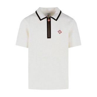 Casablanca Rei&szlig;verschluss-Strickpoloshirt - - Tops - Herren - Wei&szlig; - M