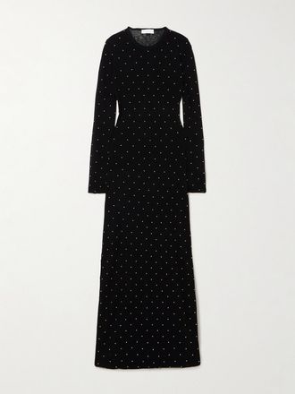 Paco Rabanne Maxikleid Aus Wolle Mit Nieten - Schwarz