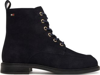 Tommy Hilfiger Schn&uuml;rschuhe Tommy Hilfiger Enamel Flag Suede Lace-Up Boot FW0FW09681 Dunkelblau