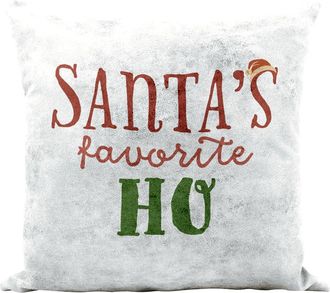 Fabulous Kissen aus Kunstleder, wei&szlig;, Motiv: Santas Favorite Ho Christmas Winter Gift - 40 x 40 cm - Leder-Touch - Bezug und Kissen inklusive