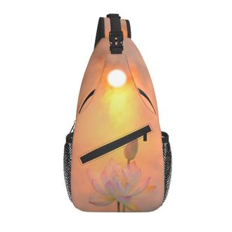 AOOEDM Lotus Sling Bag Casual Crossbody Flower Shoulder Bag Rucksack Chest Daypack für Outdoor Beach