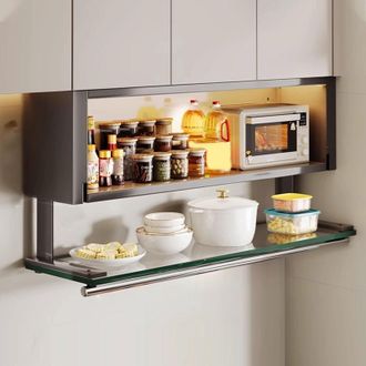 Generic Metallschrank Küchenhängeschränke Aus Kohlenstoffstahl Gefertigt Schranktür Mit Klappmechanismus Oder Magnetverschluss for Esszimmer, Badezimmer, Wohn