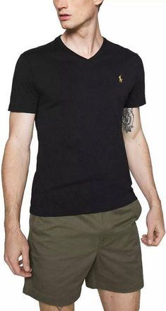 Polo Ralph Lauren T-Shirt V-Neck T-Shirt Custom Slim Fit Luxuri&ouml;ser Interlock-Stoff Hochwertige Jersey-Qualit&auml;t aus Bio-Baumwolle