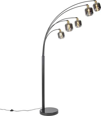 QAZQA Zuzanna - Lampadaire - 5 lumi&egrave;re - h 221 cm - Noir et Or - Moderne - &eacute;clairage int&eacute;rieur - Salon i Chambre i Cuisine i Salle &agrave; manger - Qazqa