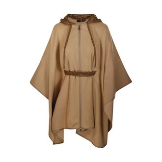 Moncler Femme, Vestes, Beige, Taille: ONE Size Cape en Laine M&eacute;lang&eacute;e Rembourr&eacute;e