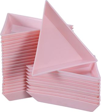 Cabilock 30 St&uuml;ck Stapelbares Kunststoff Perlentablett Dreieckige Sortierschalen f&uuml;r Schmuck Diamantkunst Strasssteine Rosa Aufbewahrungstabletts f&uuml;r Bastelzub