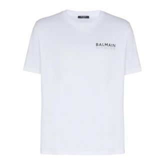 Balmain Homme, Tops, Blanc, Taille: 2XL T-shirt avec logo imprim&eacute;