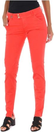 Met Schmale Lange Hose - - Jeans - Damen - Rot - W28