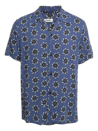 Sandro chemise &agrave; fleurs - Bleu