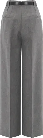 Elisabetta Franchi High-Waisted Wool Trousers - Gray
