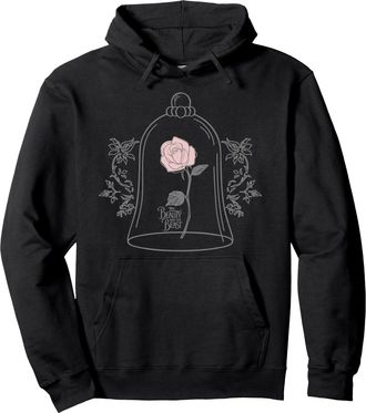 Disney Motiv Die Sch&ouml;ne und das Biest aus Glas mit Rosenmotiv Pullover Hoodie