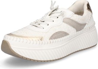 Marco Tozzi Damen Sneaker flach mit Schnürsenkeln Chunky-Sohle, Mehrfarbig (White/Gold), 39 EU
