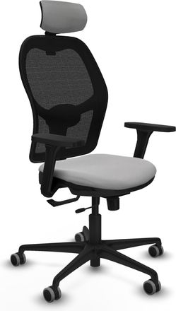 Piqueras y Crespo Ergonomischer Stuhl mit 3D-Armlehnen, h&ouml;henverstellbare Lendenwirbelst&uuml;tze und h&ouml;henverstellbares Kopfteil, Schwarz / Hellgrau