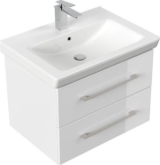 Magnolia Home Badm&ouml;bel City 65cm mit VundB Subway 2.0 Waschbecken SoftClose wei&szlig; hochglanz
