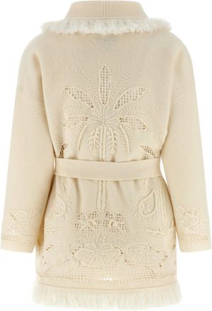 Alanui Hand-Embroidered Virgin Wool Cardigan - Cream