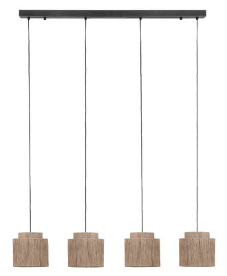 Trio Leuchten Pendelleuchte Smilla 366800436, Metall Schwarz matt, Schirm Jute naturbelassen, exkl. 1x E27