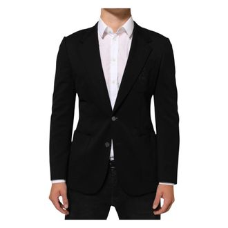 Dolce & Gabbana Viskose 2-Knopf Sakko Blazer - - Jackets - Herren - Schwarzk - M