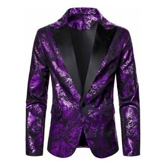 Generic Veste pour homme - Motif cachemire - Blazer de luxe - Coupe ajust&eacute;e - &Eacute;l&eacute;gante veste de costume &agrave; un bouton - Avec revers noir - Pour mariage, carnava