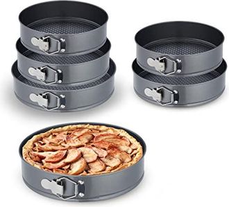 Relaxdays Springform Set, 6 runde Backformen, &Oslash; 24, 26, 28 cm, Edelstahl, Antihaftbeschichtung, Tortenform, anthrazit