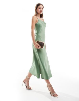 Vero Moda Camisole-Maxikleid aus Satin in Gr&uuml;n