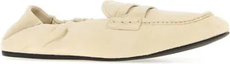 Miu Miu Womens Ivory Suede Loafers Burro Mocassini