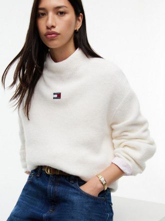 Tommy Jeans Stehkragenpullover TJW MOCKNECK BADGE SWEATER EXT Materialmix mit Alpaka