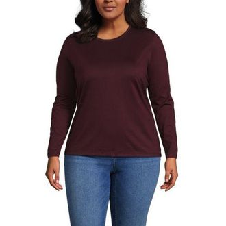 Lands End Supima-Shirt, Langarm, Damen, Gr&ouml;&szlig;e:56-58 plus, Rot, Baumwolle, by Lands End