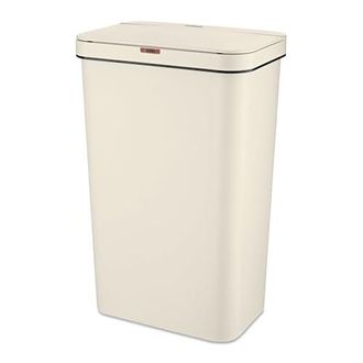 Tower Tower T838005C Rechteckiger Sensor-Abfalleimer mit Fingerabdruck-gesch&uuml;tzter Beschichtung, Kunststoff, 50 l, cremefarben